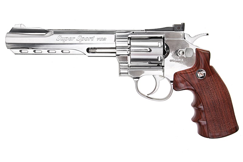 Gun Heaven (WinGun) 702 6mm Co2 Revolver (Brown Grip/ 6 inch/ Silver ...